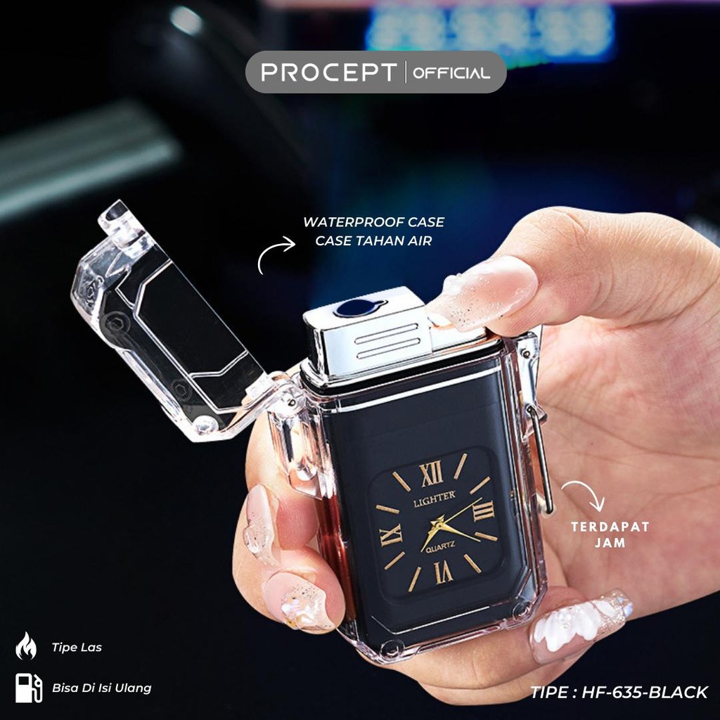 Jual Korek Api Gas Mancis Api Bara Las Besi dengan Jam Analog Premium ...