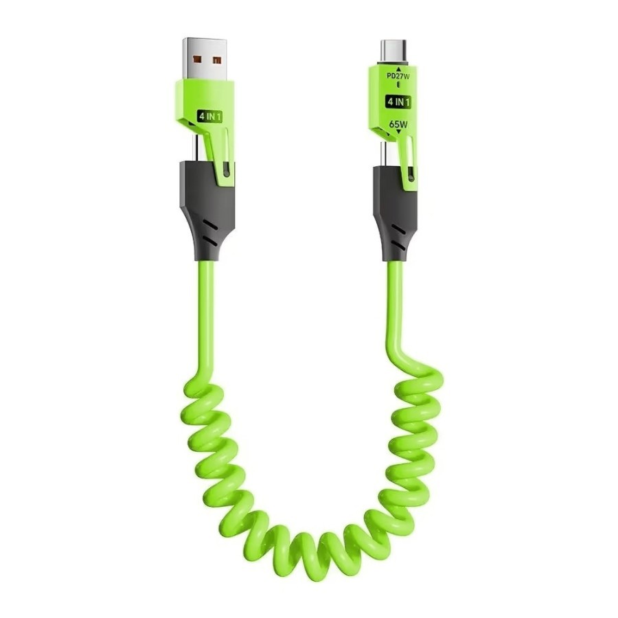 Jual KABEL DATA SPRING 4 in1 65W 6A Fast Quick Charging Kabel Data ...