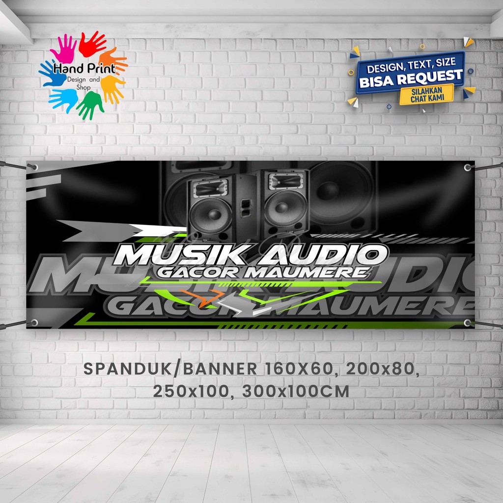 Jual Cetak Spanduk Banner Audio Music Hijau MMT Spanduk Custom ...