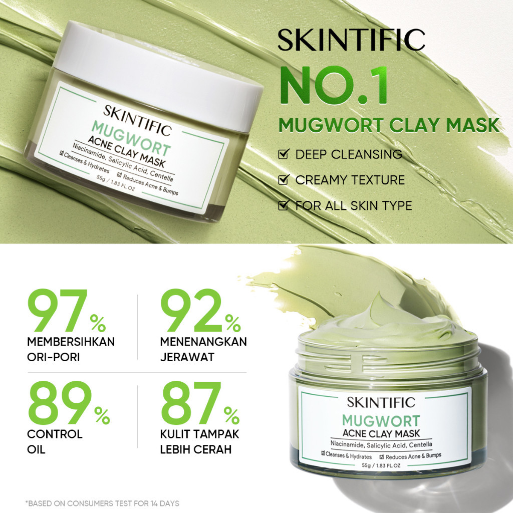Jual Skintific Mugwort Clay Mask | Cleansing Clay Mask, Anti Pores ...