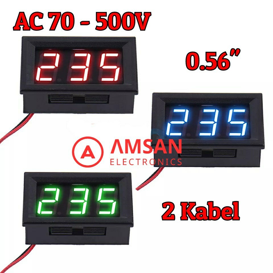 Jual 70-500V 0.56 Inch digital voltmeter Volt meter 2 kabel AC 220V ...
