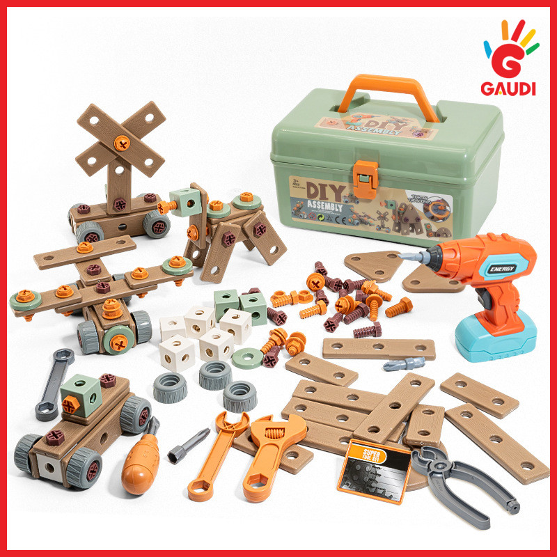 Jual Gaudi Mainan Anak Tool Box Set Mainan Perbaikan Sekrup Bor Listrik ...
