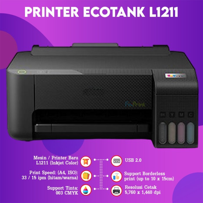 Jual Printer Eco Tank L1211 L 1211 Black, Pengganti Epson L1110 L1210 Print Only A4 Bergaransi ...