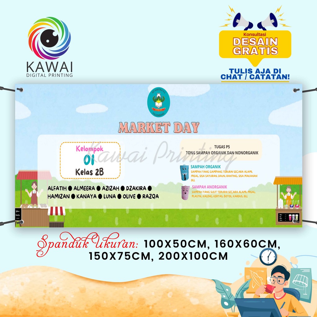 Jual Spanduk Banner MMT Market Day SekolahCeria Rekuest 200x100 Cm ...