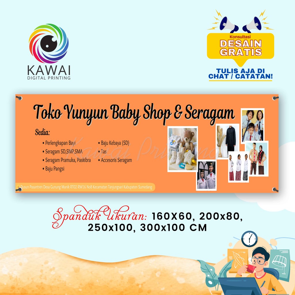 Jual SPANDUK BANNER Toko Bayi Dan Seragam Ukuran 300x100 CM | Shopee ...
