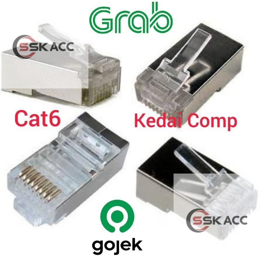 Jual Konektor RJ45 Besi Cat6 Connector Metal RJ 45 Cat 6 Eceran Satuan ...