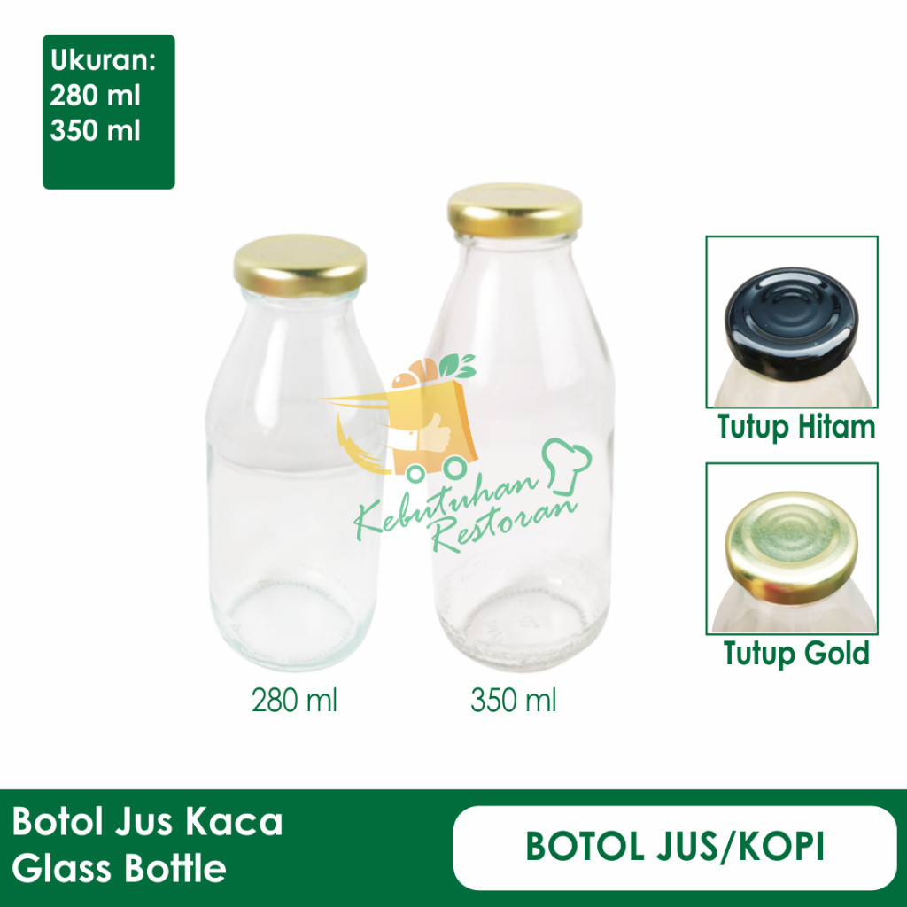 Jual BARU! Glass Bottle / Botol Kaca 280ml / 350ml / Botol Juice/ Botol ...