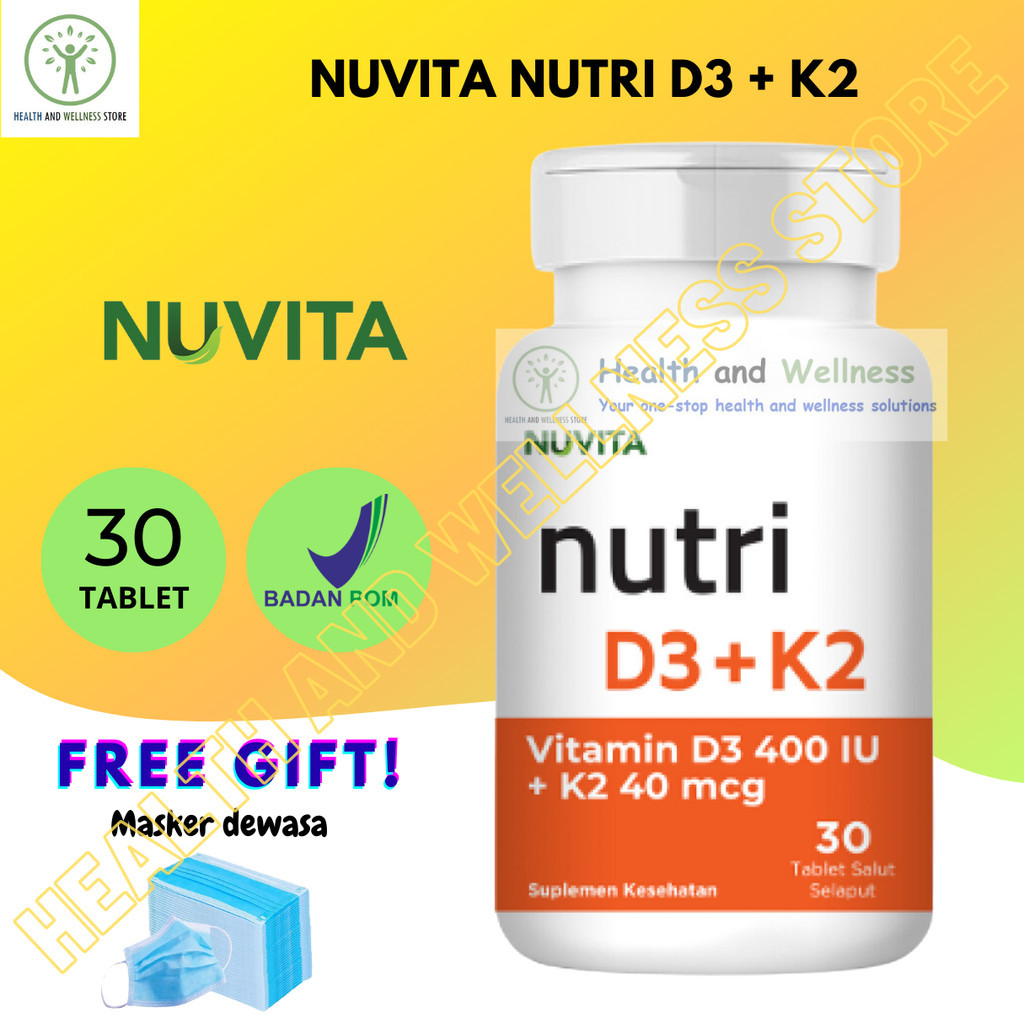 Jual Nuvita Nutri D3 K2 Vitamin D3 400 Iu + K2 40 Mcg 30 Tablet Salut Selaput | Shopee Indonesia