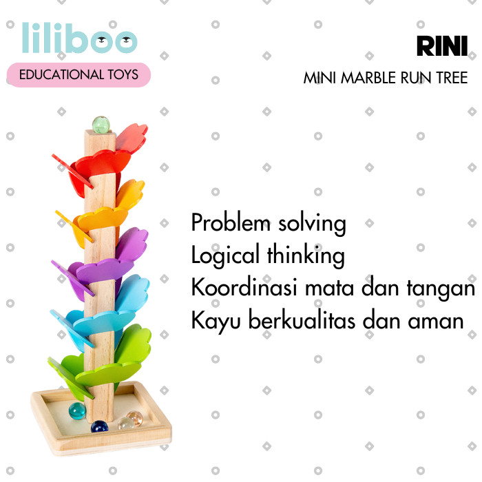 Jual LILIBOO RINI Mainan Edukasi Anak Montessori Kayu Mini Marble Run ...