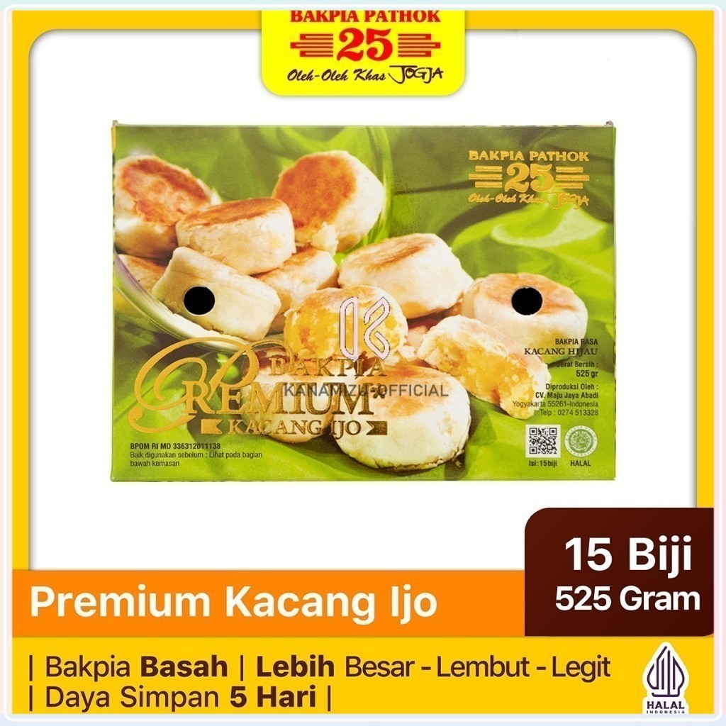 Jual Bakpia Pathok 25 Premium Original Rasa Kacang Ijo Hijau Pia Basah ...