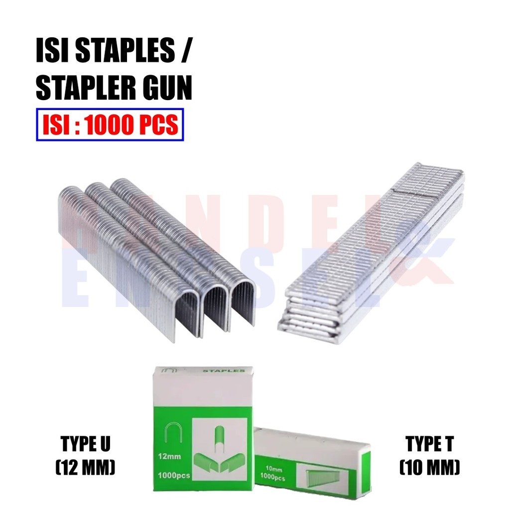 Jual Isi Ulang Refill Staples Gun tipe U Staples Tipe T Isi Stacker ...