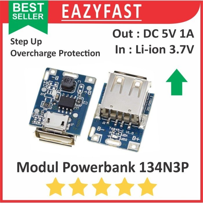 Jual Modul Step Up Mesin Powerbank USB 134N3P Biru 5V 1A DIY PB Power ...