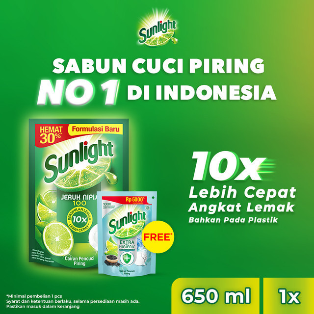 Jual Buy 1 Sunlight Sabun Cuci Piring Jeruk Nipis 650 mL FREE Sunlight ...