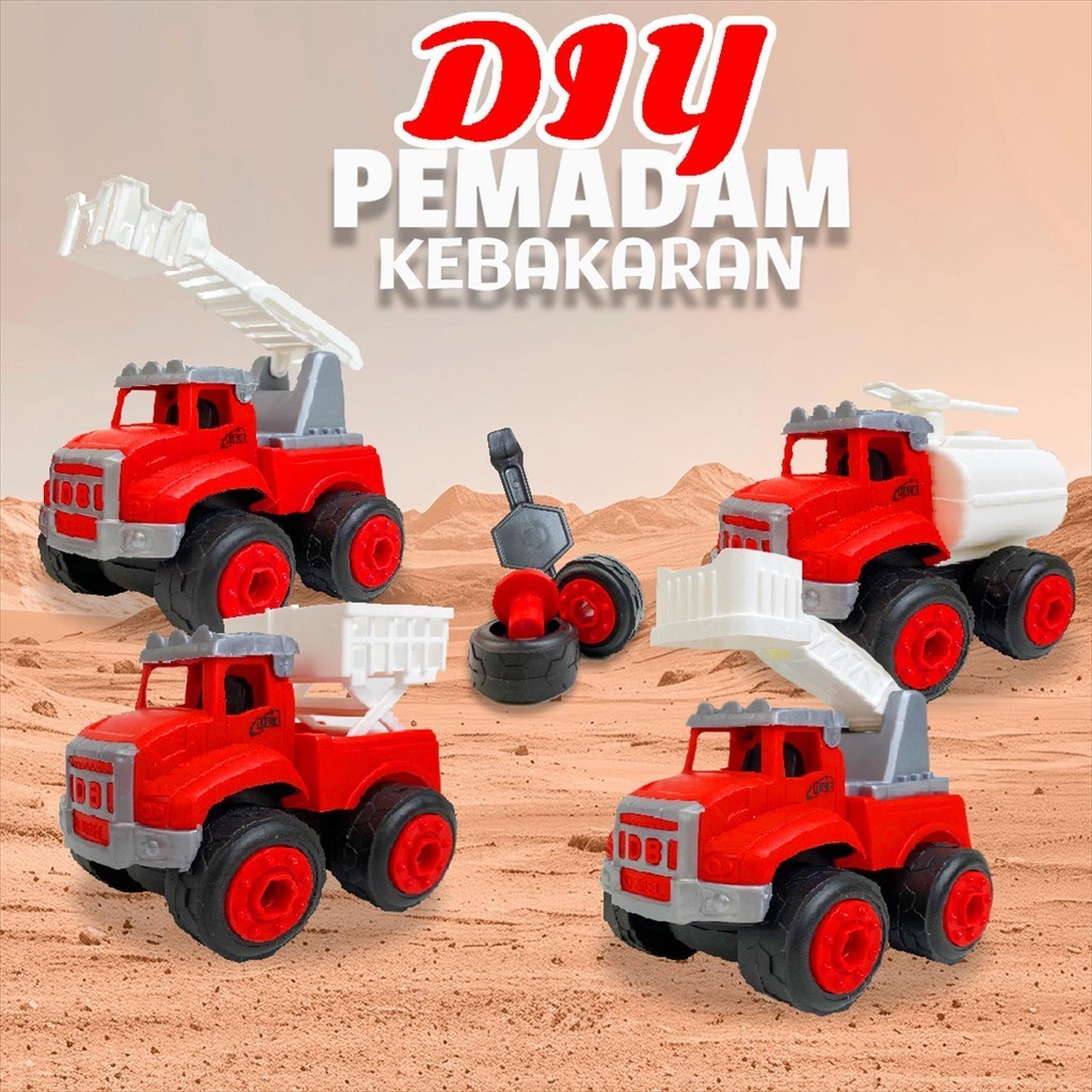 Jual 4PCS Mainan Anak Bongkar pasang DIY Truck Pemadam Kebakaran ...