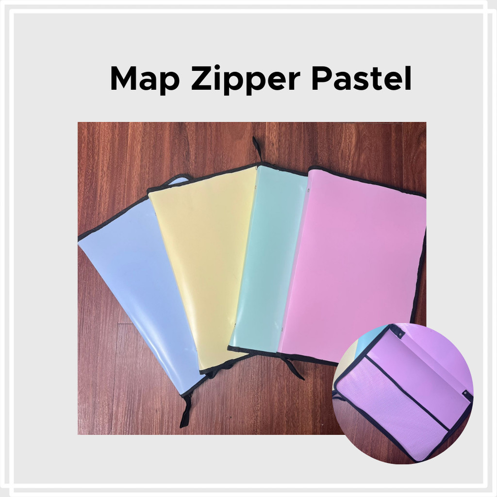 Jual Map Zipper Plastik PASTEL Resleting Bag File F4 / Map Zipper ...