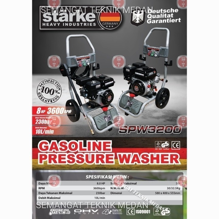 Jual SPW3200 MESIN STEAM CUCI MOBIL MOTOR JET CLEANER ENGINE BENSIN STARKE | Shopee Indonesia