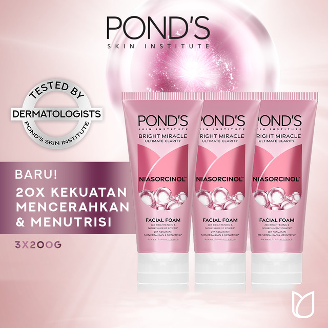 Jual Pond's Bright Miracle Ultimate Clarity Facial Foam 200G x3 | Shopee Indonesia