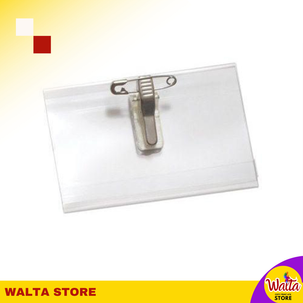 Jual Name Tag Holder Plastik jepit/ ID Card Nametag Plastik Jepit ...