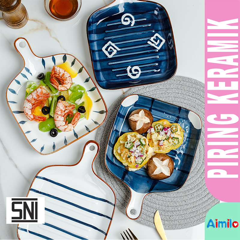 Jual [SNI] PIRING KERAMIK KOTAK DENGAN GAGANG | PIRING MAKAN KERAMIK ...