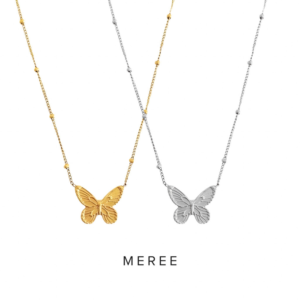Jual Meree - Nabhi Butterfly Necklace Stainless Steel Tahan Karat ...