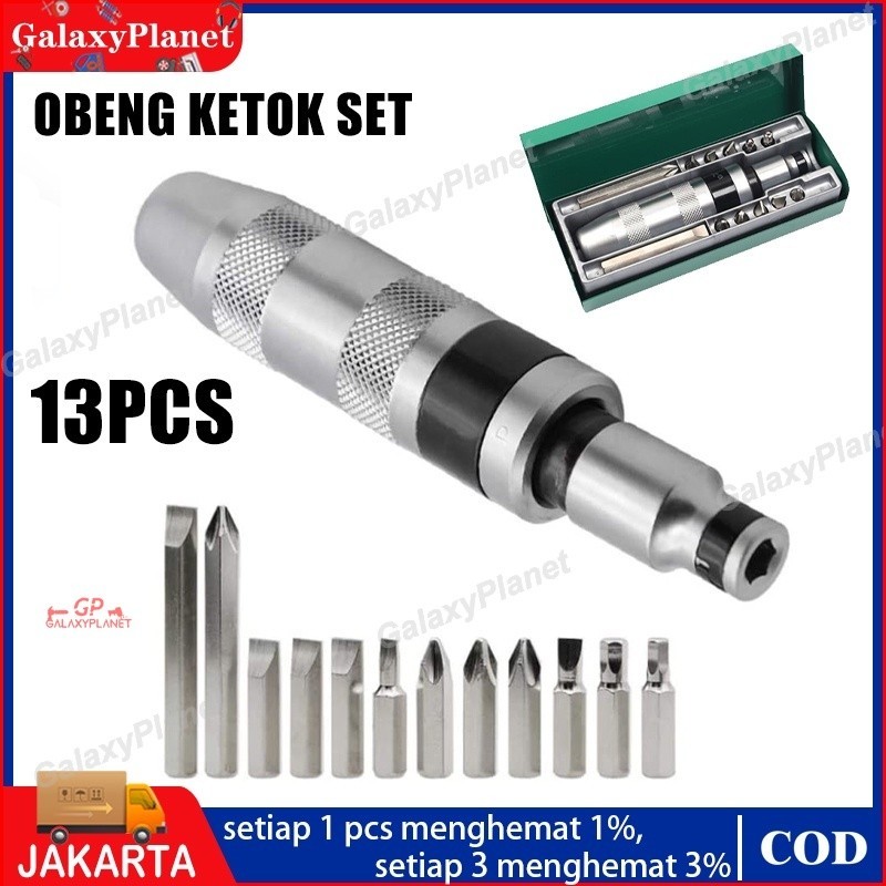 Jual Obeng Ketok Set 13pcs Obeng Getok Putar Set Impact Driver S2 Drill ...