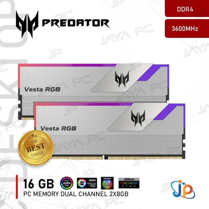 Jual Memory Predator Vesta RGB PC28800 3600Mhz DDR4 16GB - 2x8GB Ram ...