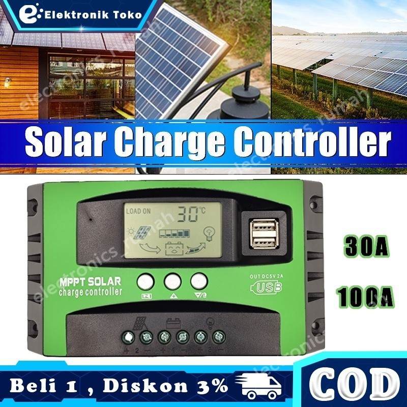 Jual Solar Charge Controller LCD LED Regulator Panel surya pengontrol Display Solar PWM 12V/24V ...