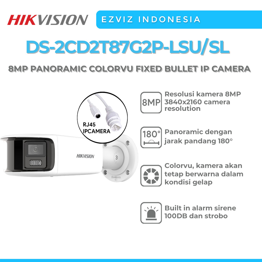Jual HIKVISION DS-2CD2T87G2P-LSU/SL 8MP PANORAMIC COLORVU ACTIVE DEFENSE BULLET IP CAMERA ...