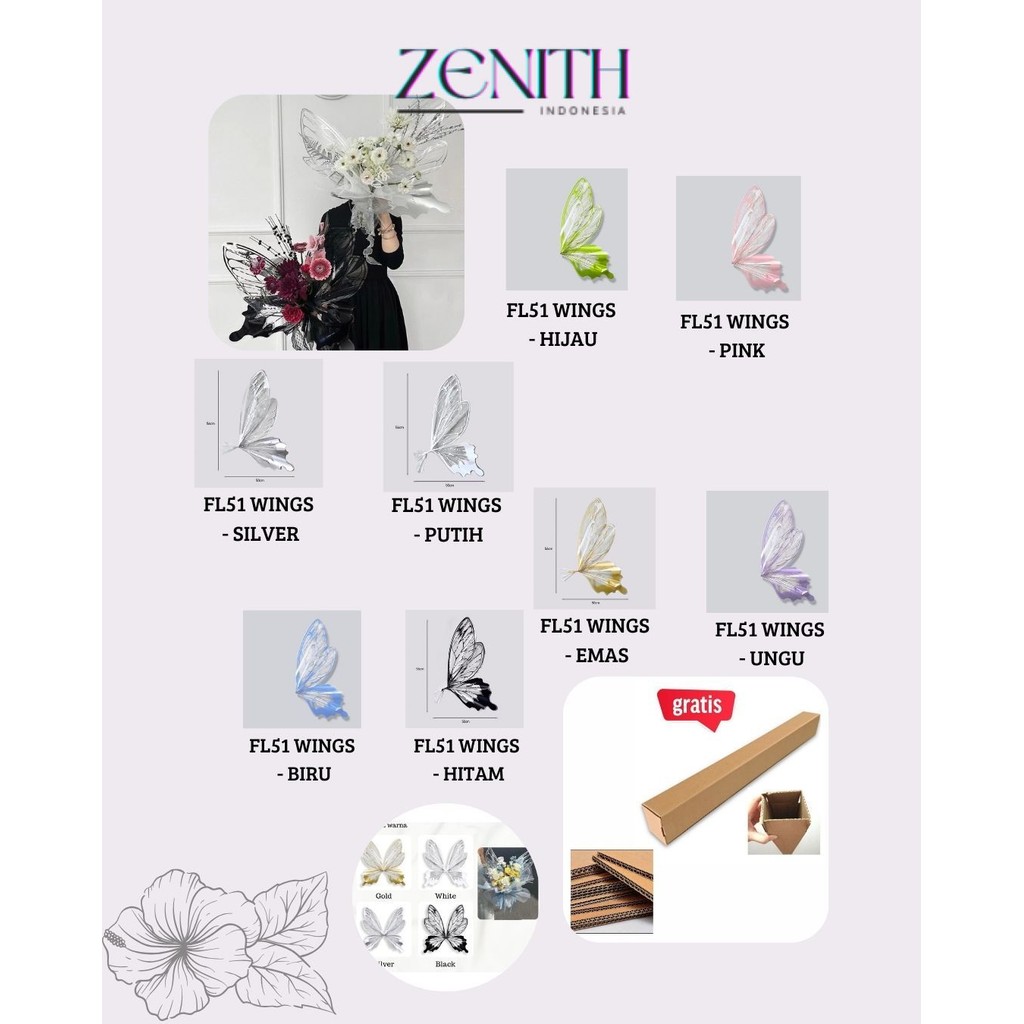 Jual Zenith - (1 SET) - FL51 WINGS OPP Wings Butterfly Kertas Bunga ...