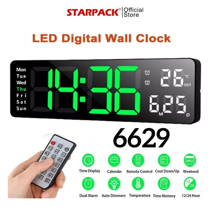 Jual 6629 Jam Dinding / Meja Digital LED Wireless Tampilan Kalender ...