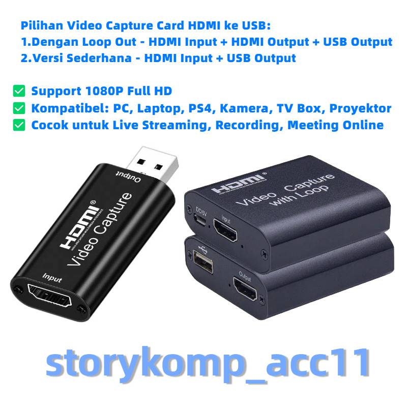 Jual Kartu Capture HDMI USB Video Capture Card 1080P dengan Loop Output ...