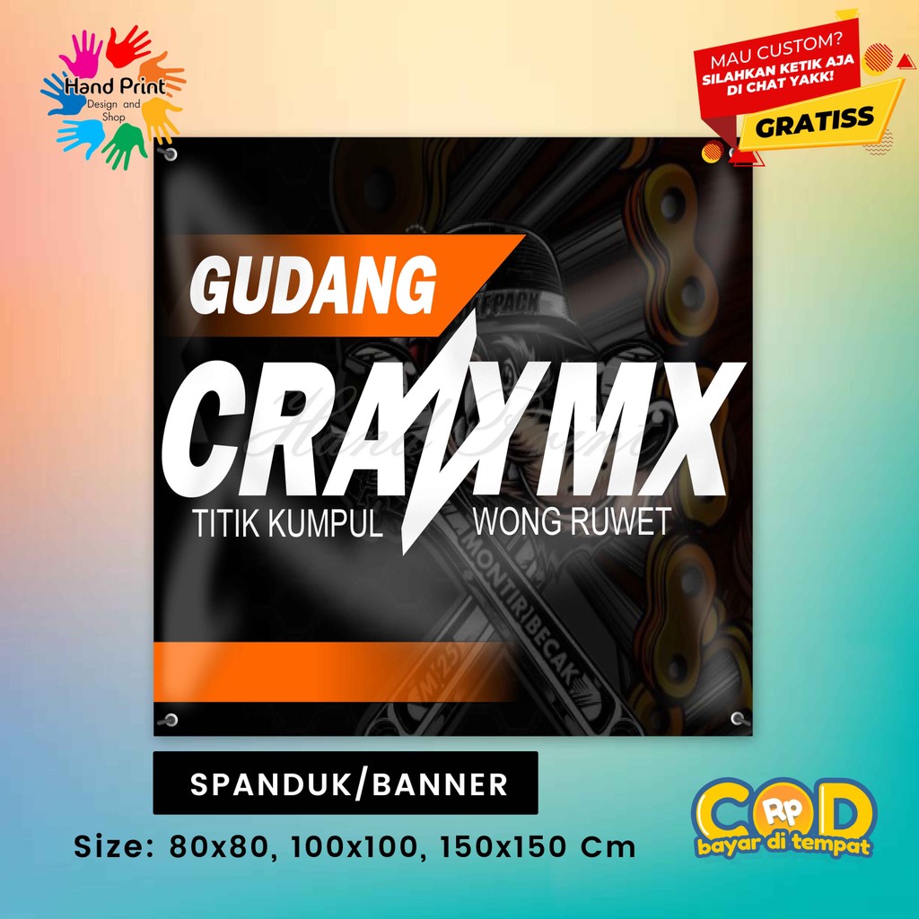Jual Cetak Spanduk Banner Garage Oren Tiitk Kumpul MMT Spanduk Custom ...