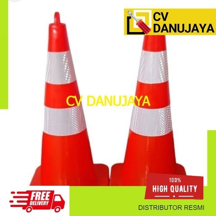 Jual safety traffic cone kerucut lalu lintas Orange Putih 70cm PVC Rubber | Shopee Indonesia