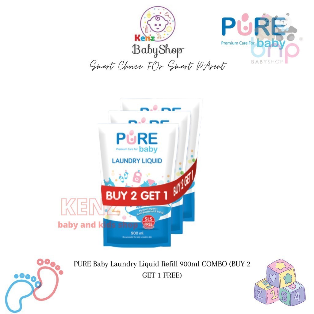 Jual PureBB Pure Baby Laundry Liquid Refill 900ml COMBO (BUY 2 GET 1 FREE) | Shopee Indonesia