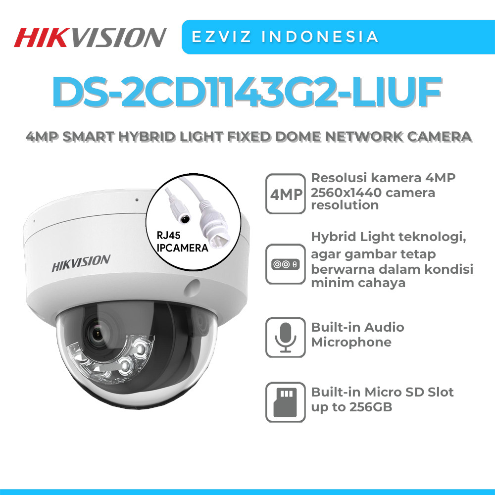 Jual HIKVISION DS-2CD1143G2-LIUF 4MP SMART HYBRID LIGHT DOME IP CAMERA | Shopee Indonesia