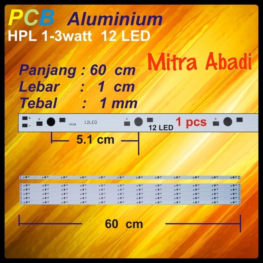 Jual Long Aluminium PCB HPL 12 Watt/Papan PCB Aluminium HPL 12 Watt 60 ...