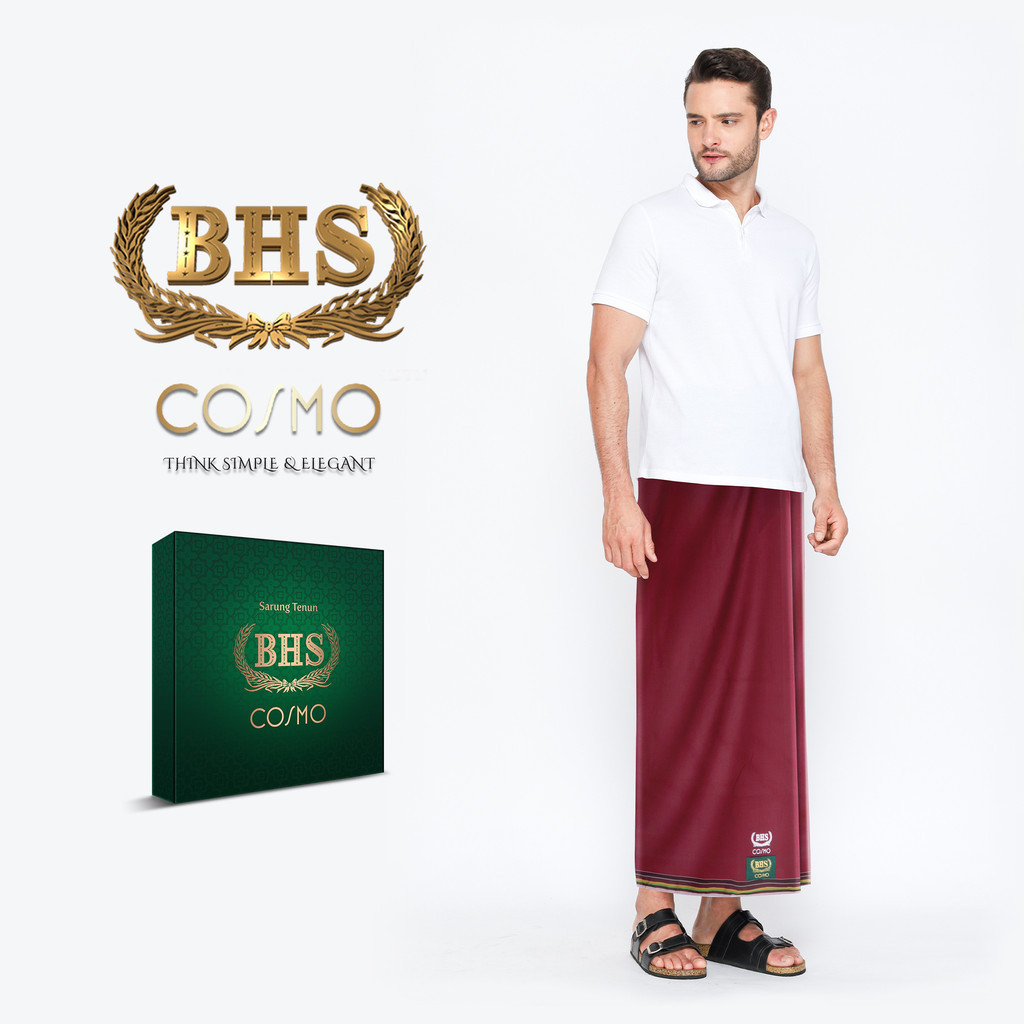 Jual Sarung BHS Cosmo Gold Motif K26 PPF Merah Tua | Shopee Indonesia