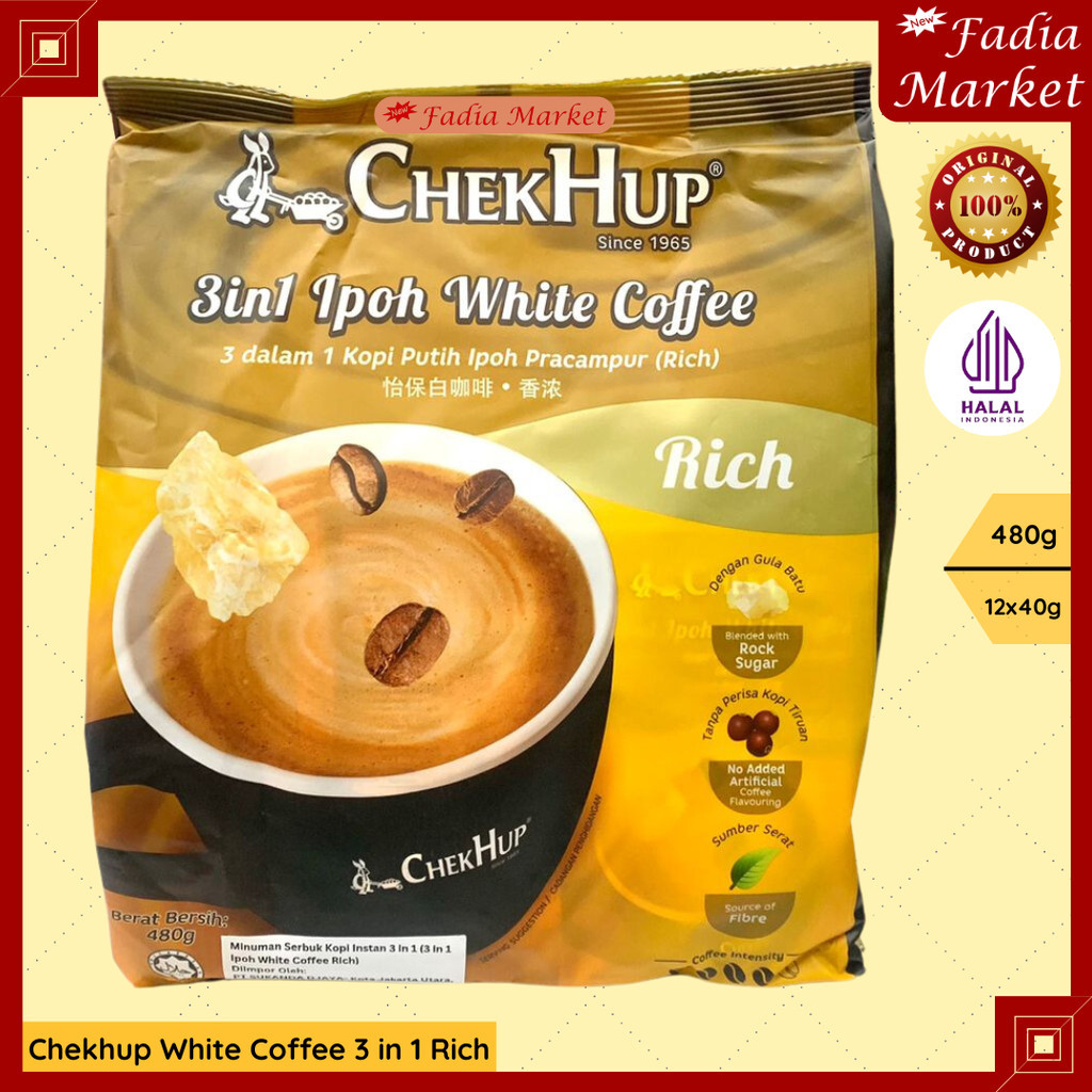 Jual Chekhup Chek Hup Ipoh White Coffee 3 in 1 Kopi Putih Susu Rich King Malaysia 12x40g 480g ...