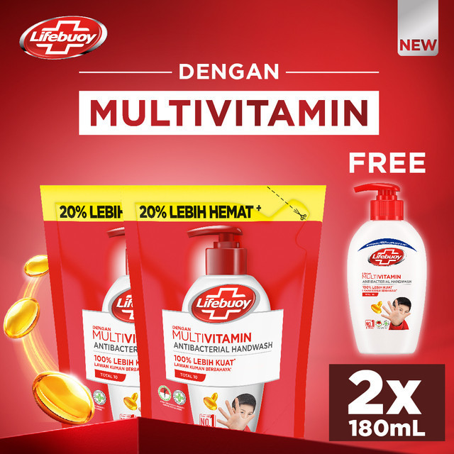 Jual Buy 2 Lifebuoy Handwash Pouch Total 10 180 ml Free Bottle 200 ml ...