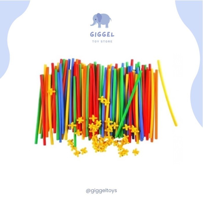 Jual Giggel MAGIC STRAW 4D Mainan Anak Pipa Puzzle Sedotan Isi 100pcs ...