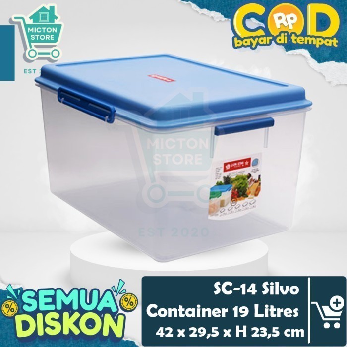 Jual MICTON Lion Star SC-14 Silvo Container 19L Storage Dry Box Tutup ...
