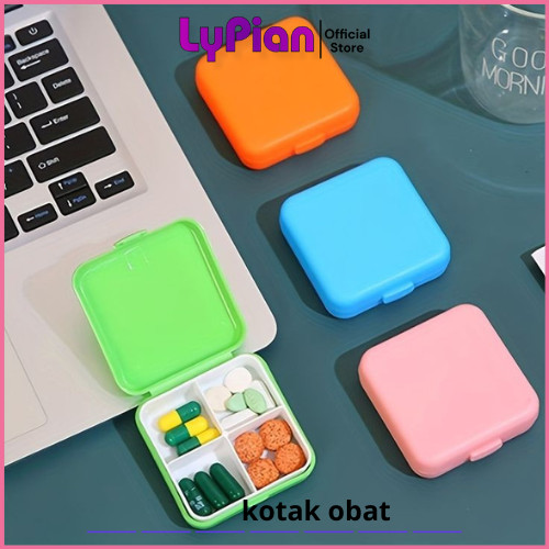 Jual Wadah Kotak Obat 4 Sekat BOX kotak plastik kecil 4 skat kotak ...