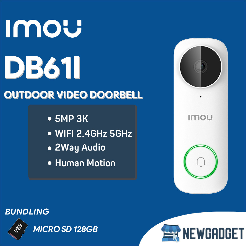 Jual IMOU DB61I 3K 5MP 2.4GHZ/5GHZ 2 WAY AUDIO WIFI OUTDOOR VIDEO DOORBELL FREE MICRO SD 128GB ...