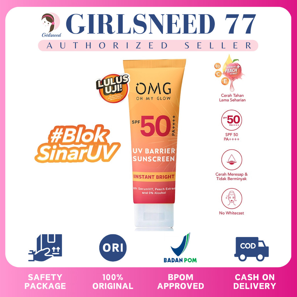 Jual OMG Sunscreen SPF 50 PA++++ 25 ml - OH MY GLOW UV Barrier Sun ...