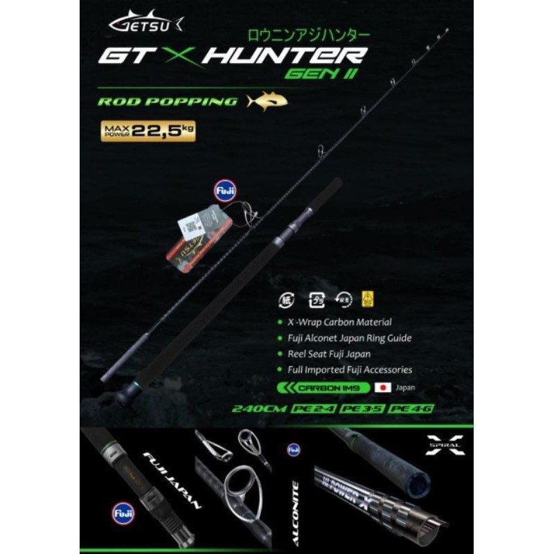 Jual GETSU GT X HUNTER GEN II LIGHT ROD POPPING JORAN POPPING PE 2-4 3 ...