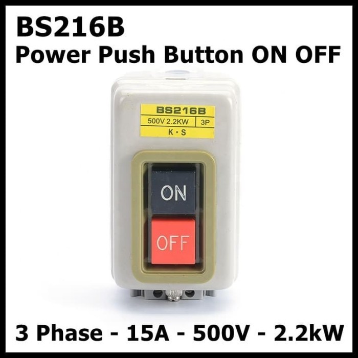 Jual Power Push Button Switch BS-216B 15A / 30A 500v 2.2KW 3 Phase ...