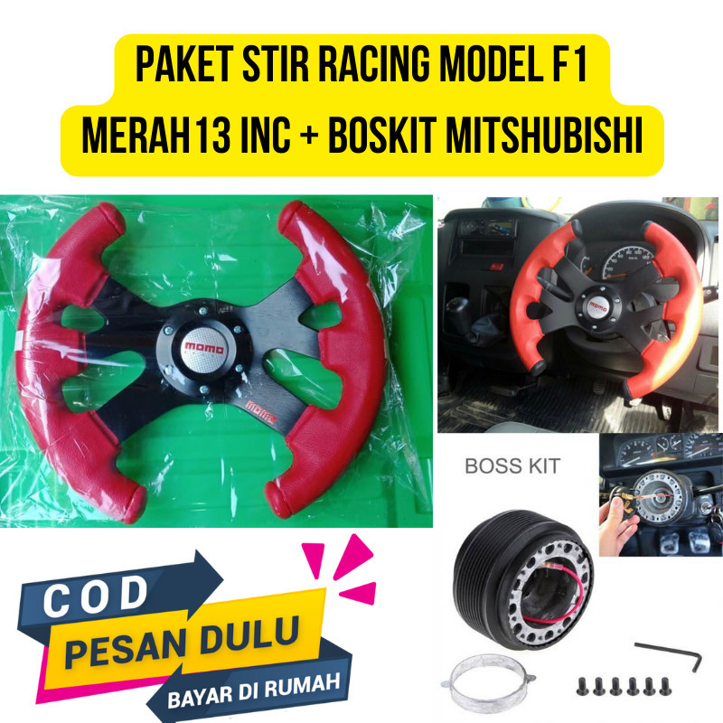 Jual Paket Stir Racing Mobll F1 Merah 13 Inc + Boskit Mitshubishi ...