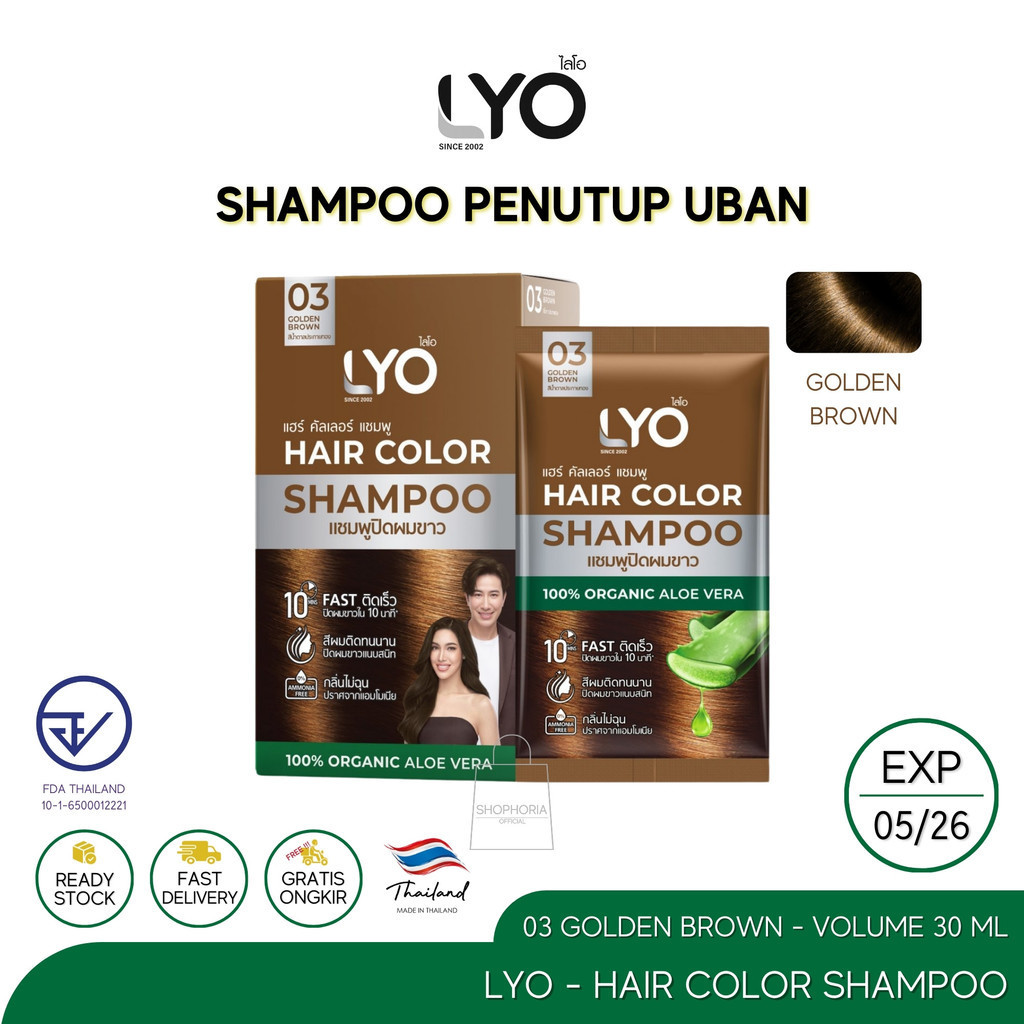 Jual LYO Hair Color Shampoo Volume 30 ml Warna 03 Golden Brown Original ...