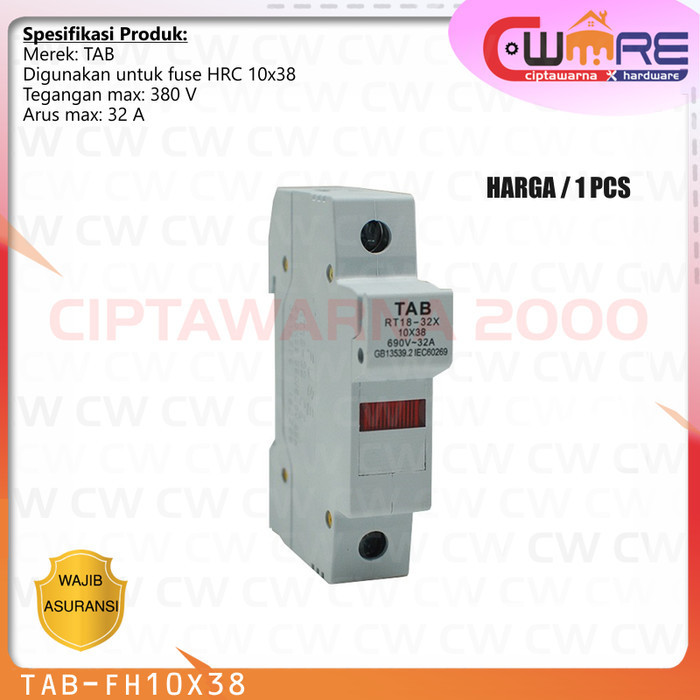 Jual Fuse Holder TAB HRC 10x38 Din Rail Rel Proteksi Arus Panel Listrik ...