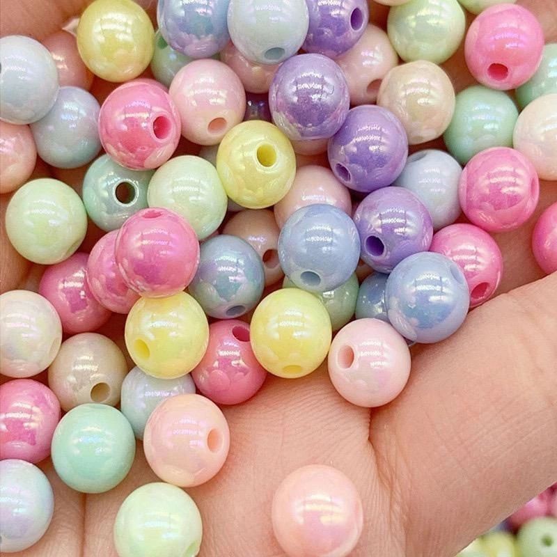 Jual 6mm - 8mm 10mm / manik-manik akrilik AB Warna warni unuk diy craft ...